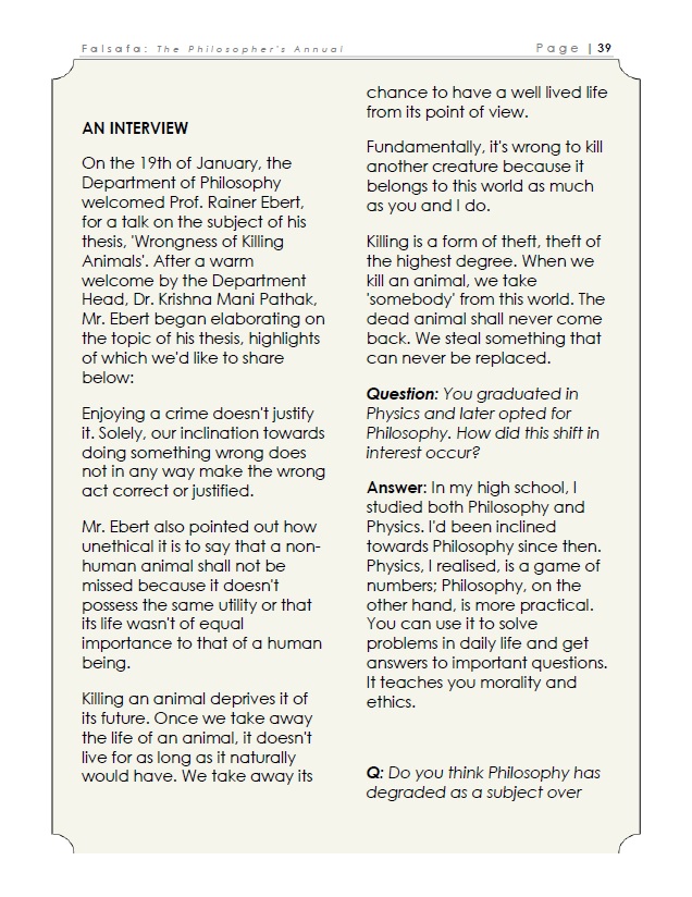 First issue of Falsafa published – Rainer Ebert